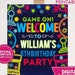 Arcade Game Birthday Party Welcome Sign Printable Neon Glow Arcade ...