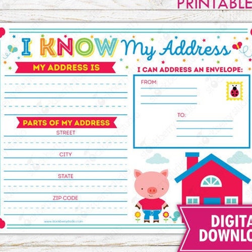 Address Kids Activity Homeschool Printable Preschool - Etsy