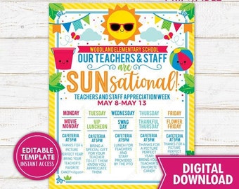 INSTANT DOWNLOAD Editable 8.5x11 Sunshine Beach Teacher Appreciation ...