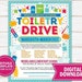 Toiletry Drive Flyer Printable Template Toiletries Fundraiser Invite ...