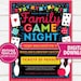 Printable Family Game Night Flyer Festival Fundraiser PTA PTO School ...