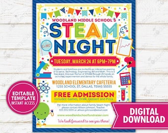 EDITABLE Family Math Night Flyer, School PTA PTO Flyer, Community ...