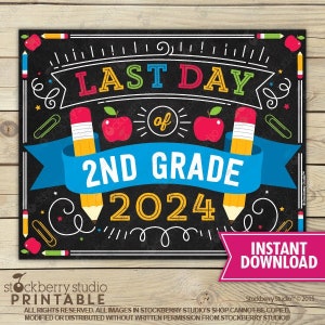 Last Day of 2nd Grade Sign Instant Download Last Day of 2nd Grade Sign ...