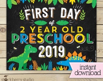 First Day of 2 year old Preschool Sign Printable 1st Day of | Etsy