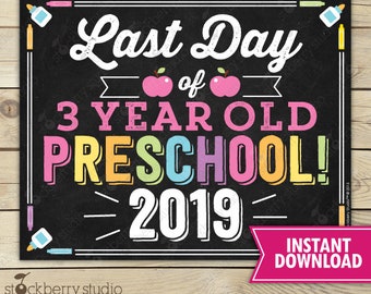 Last Day of Kindergarten Sign Last Day of School Printable | Etsy