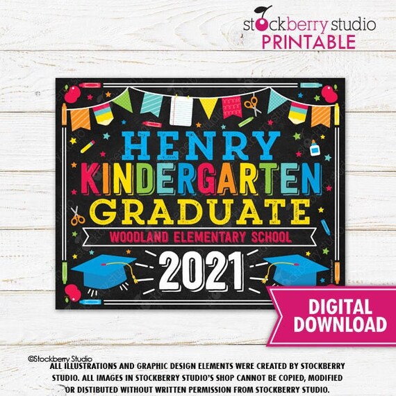 Kindergarten Graduation Sign Printable Last day of Kindergarten Sign ...