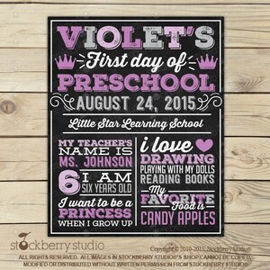 Girl 1st Day of School Sign - Last Day of School Chalkboard First Day ...