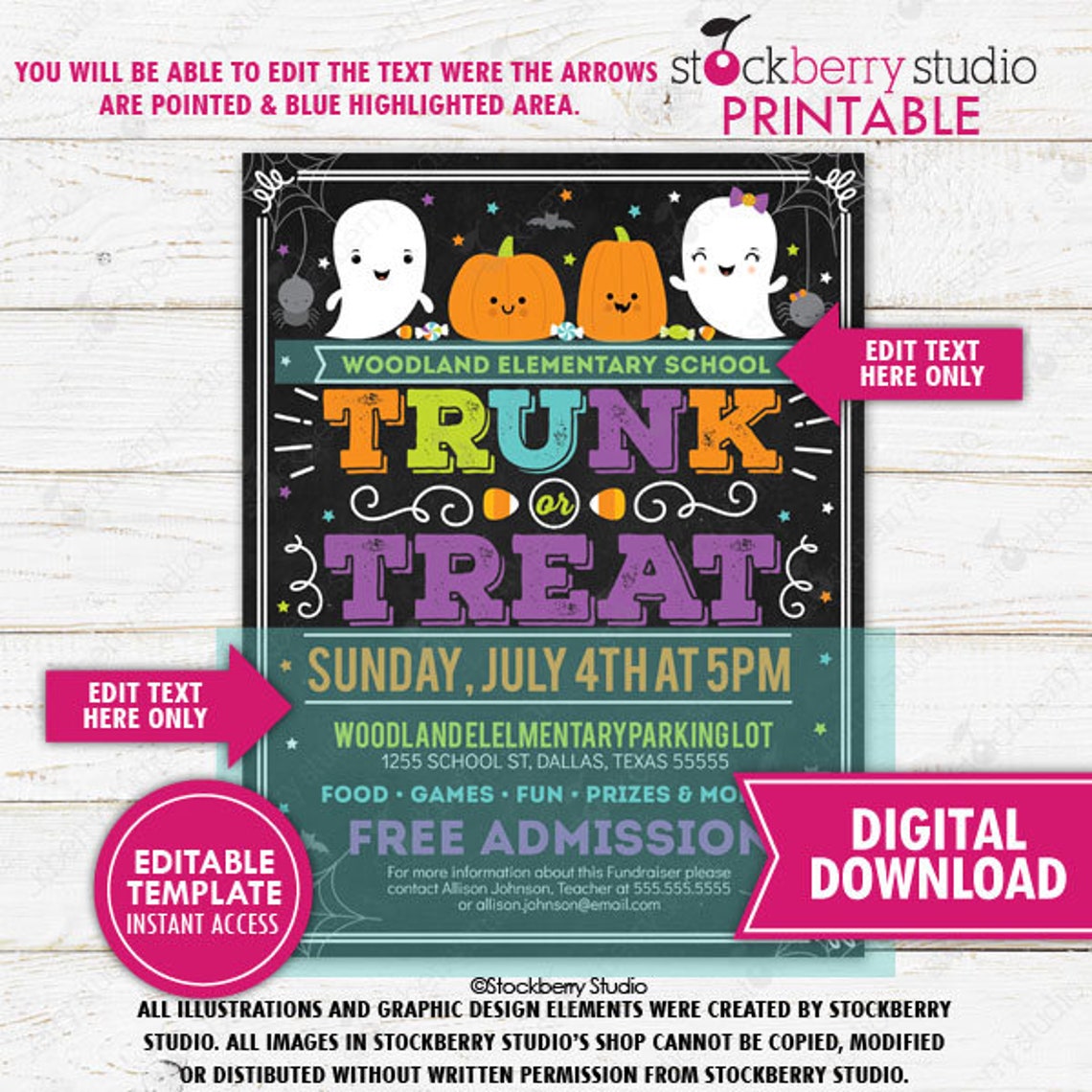 Trunk or Treat Flyer Invite Halloween Party Invitation Kids ...