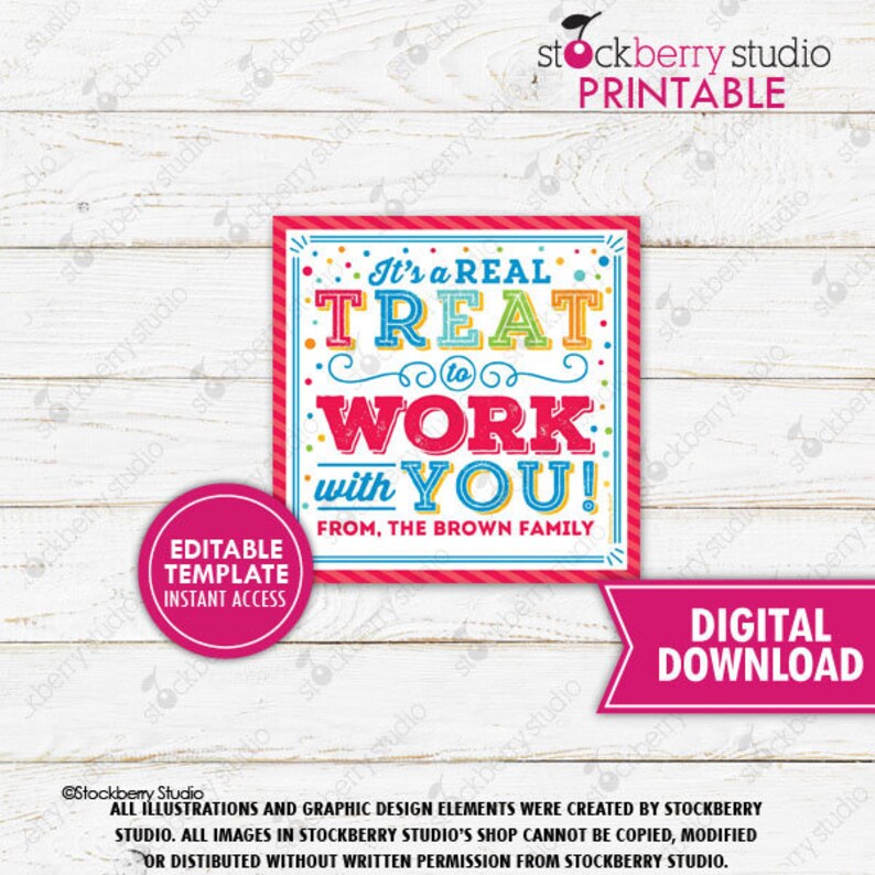 Coworker Gift Tag Printable Employee Thank You Tag Cookie - Etsy