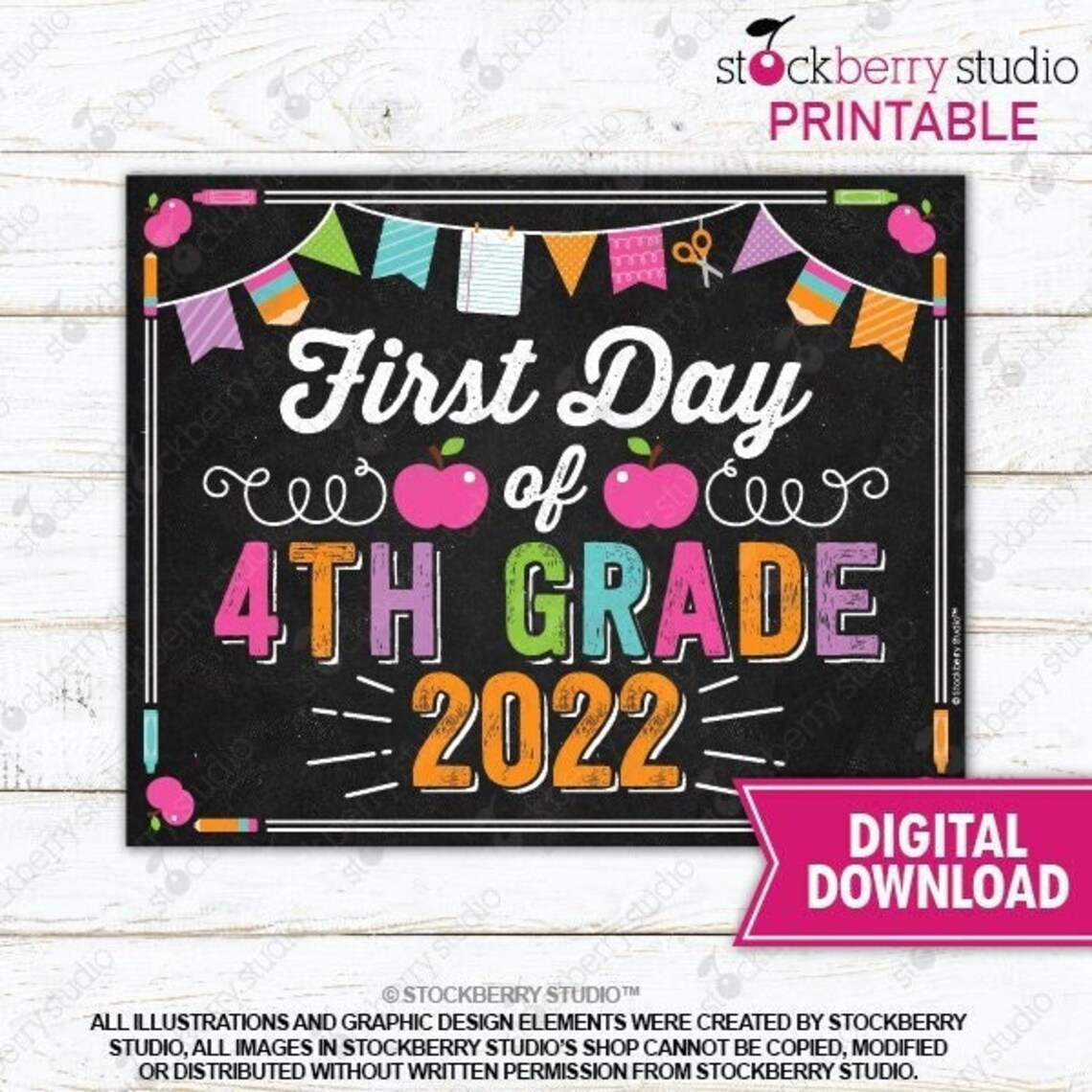 Girl First Day of 4th Grade Sign First Day of Fourth Grade - Etsy