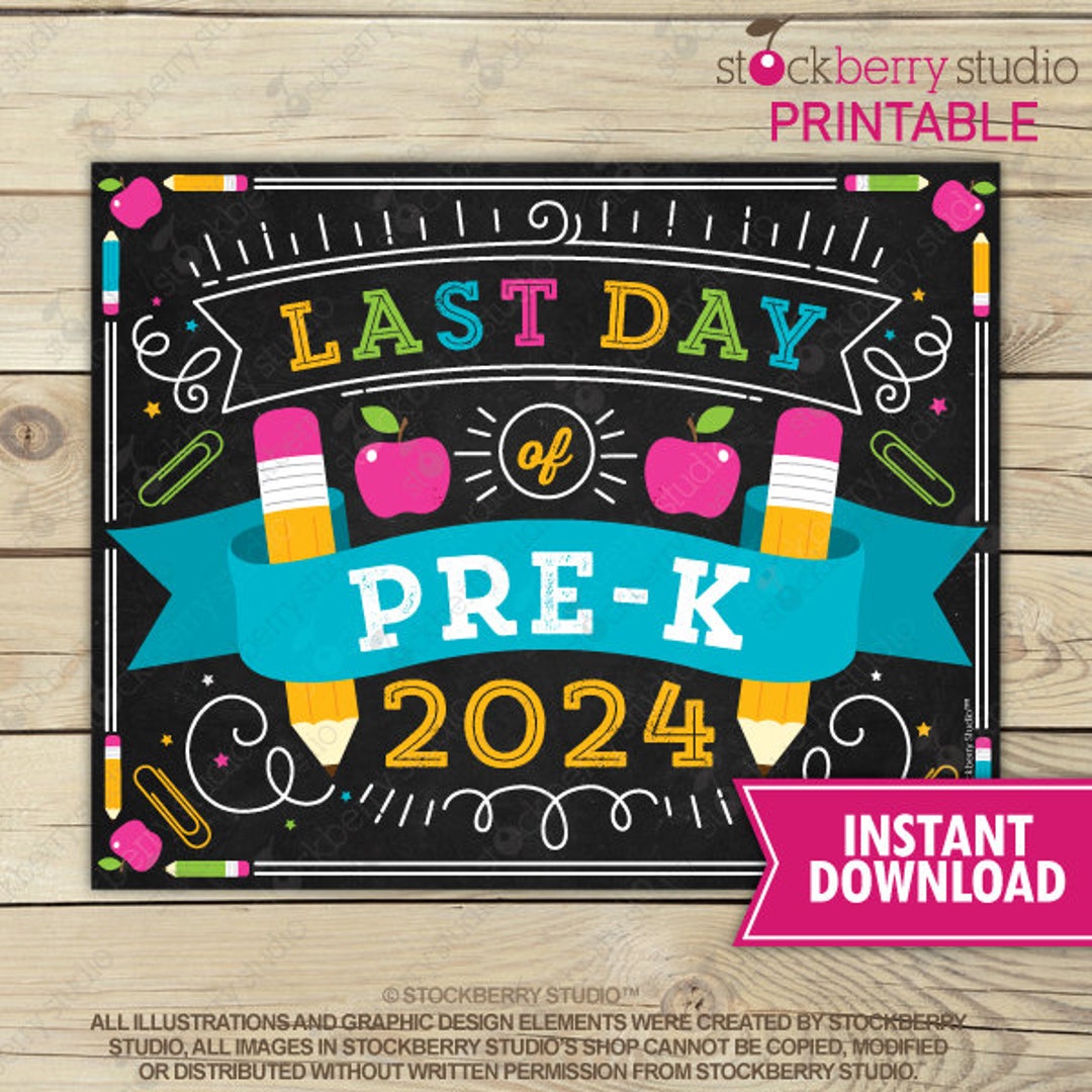 Girl Last Day of Prek Sign Instant Download Last Day of Pre-k Sign ...