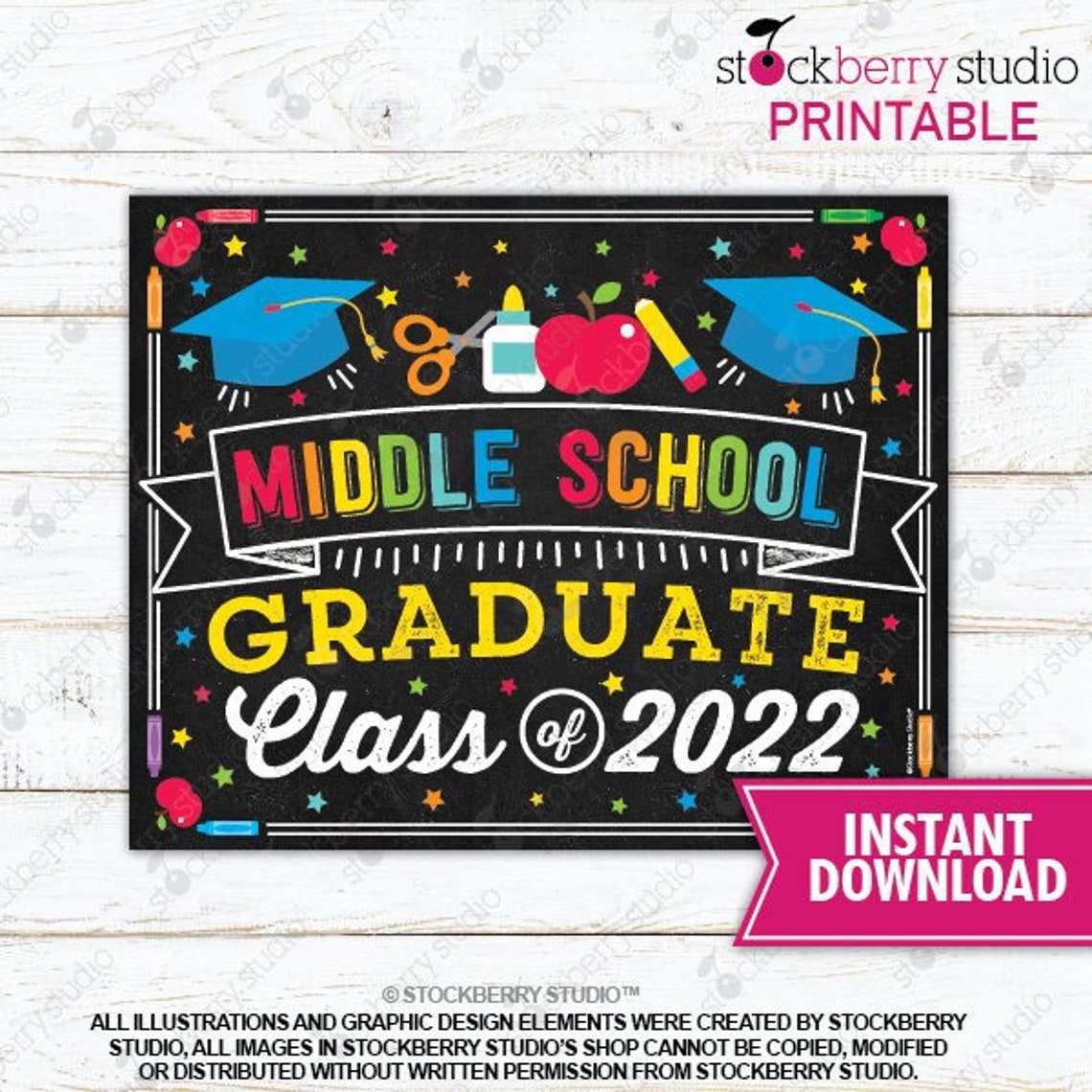 Middle School Graduation Sign Printable Last Day of 8th Grade | Etsy