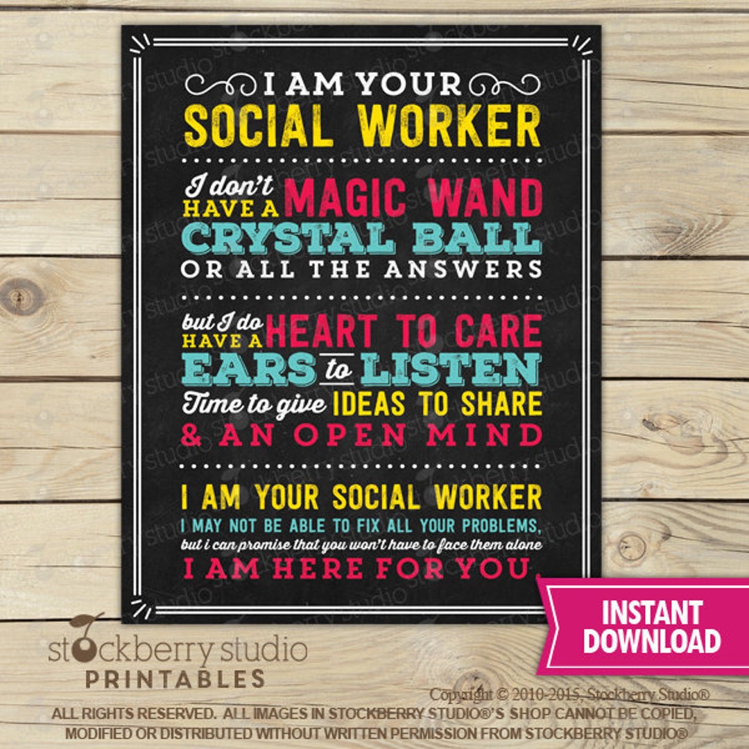 I Am Your Social Work Sign Printable - Social Worker Office Decor ...