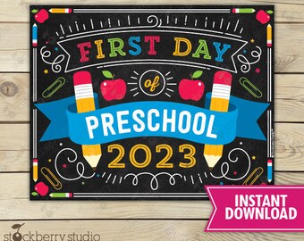 First Day of Preschool Sign Printable 1st Day of Preschool Sign 1st Day ...