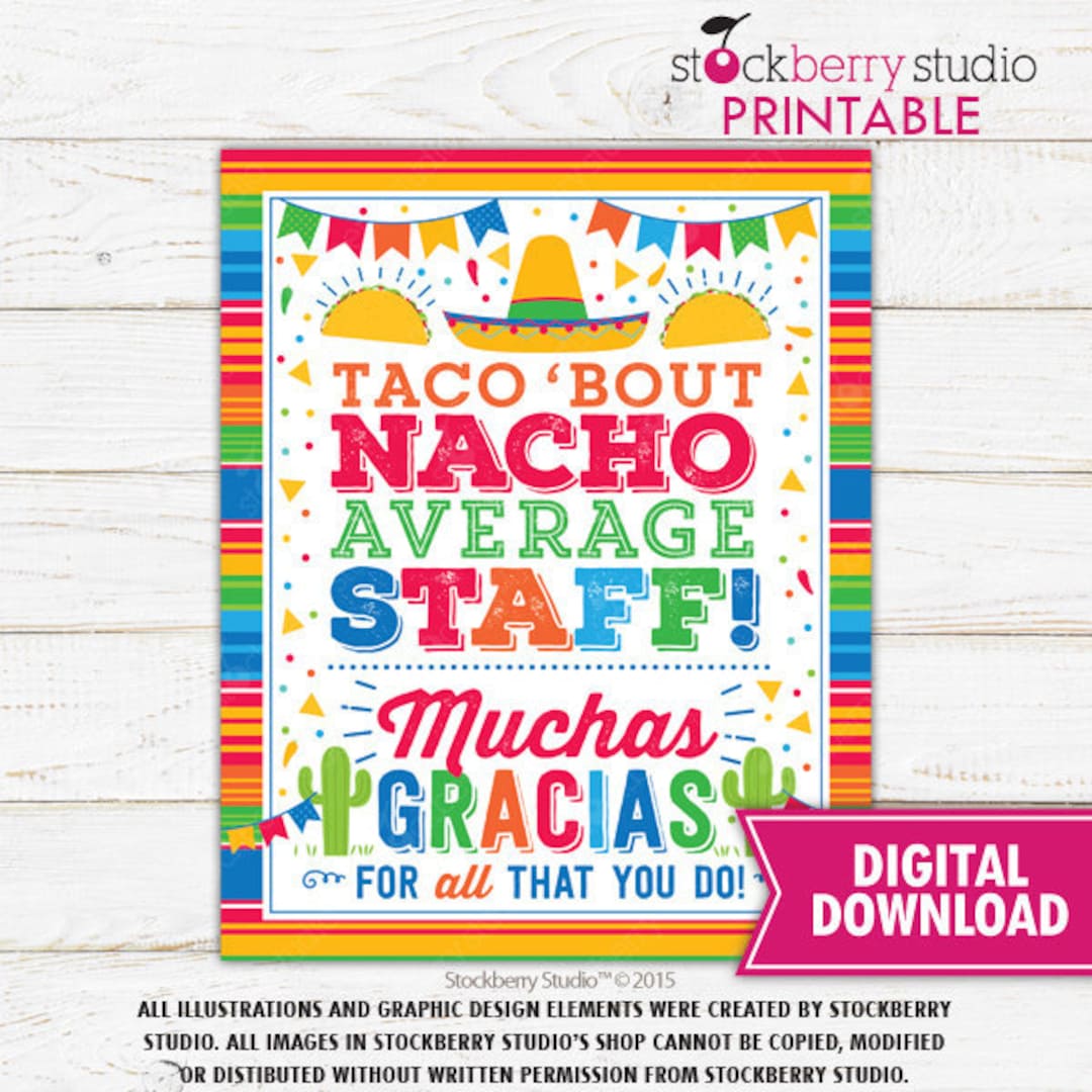 Nacho Average Staff Sign Printable Employee Fiesta Sign Fiesta Decor ...
