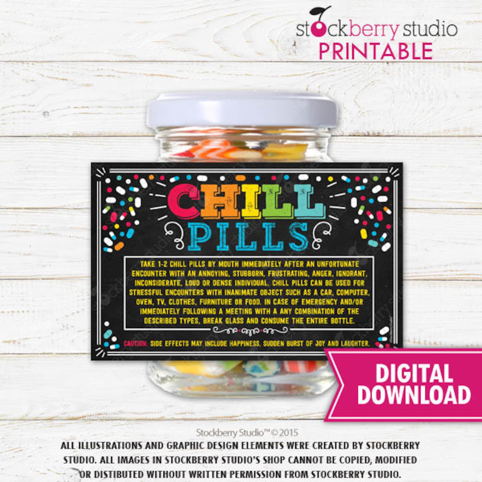 Chill Pill Label Printable Prescription Label Funny Coworker - Etsy
