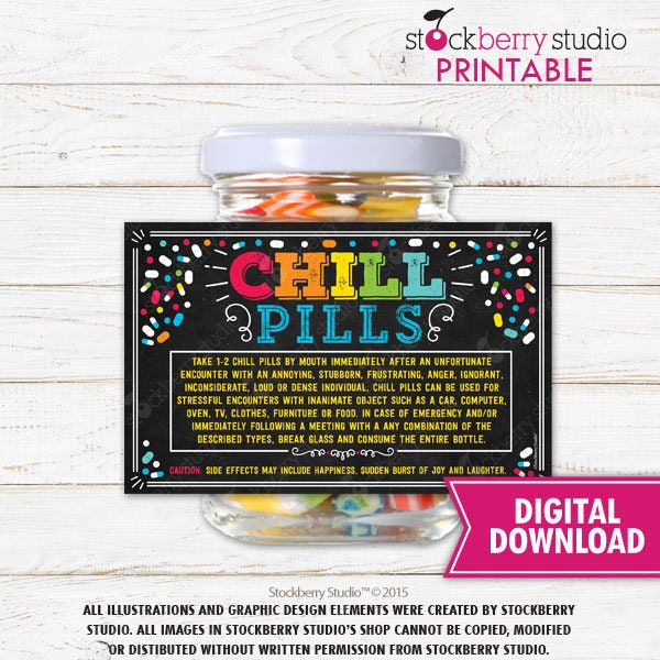 Chill Pill Label Printable Prescription Label Funny Coworker - Etsy