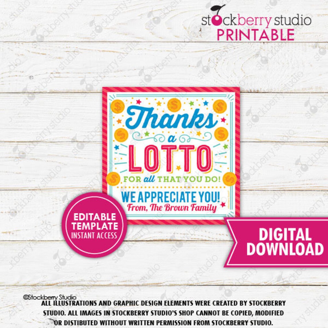 Lotto Tag Lottery Gift Tag Thanks A Lotto for All That You Do - Etsy