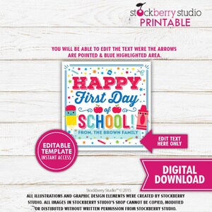 Happy First Day of School Gift Tag for Students Pencil Crayon Tag ...