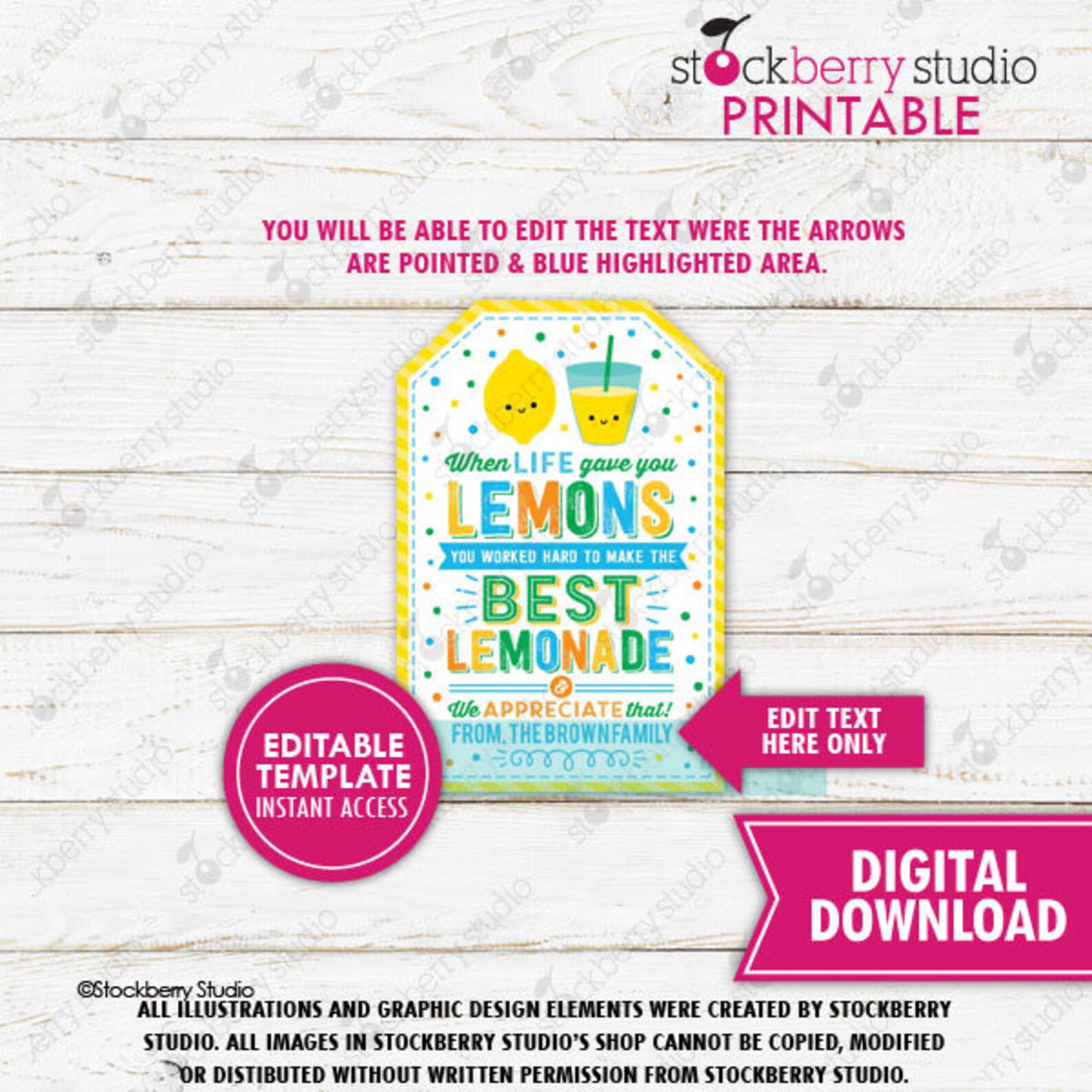 Lemon Gift Tag Lemonade When Life Gives You Lemons Teacher - Etsy