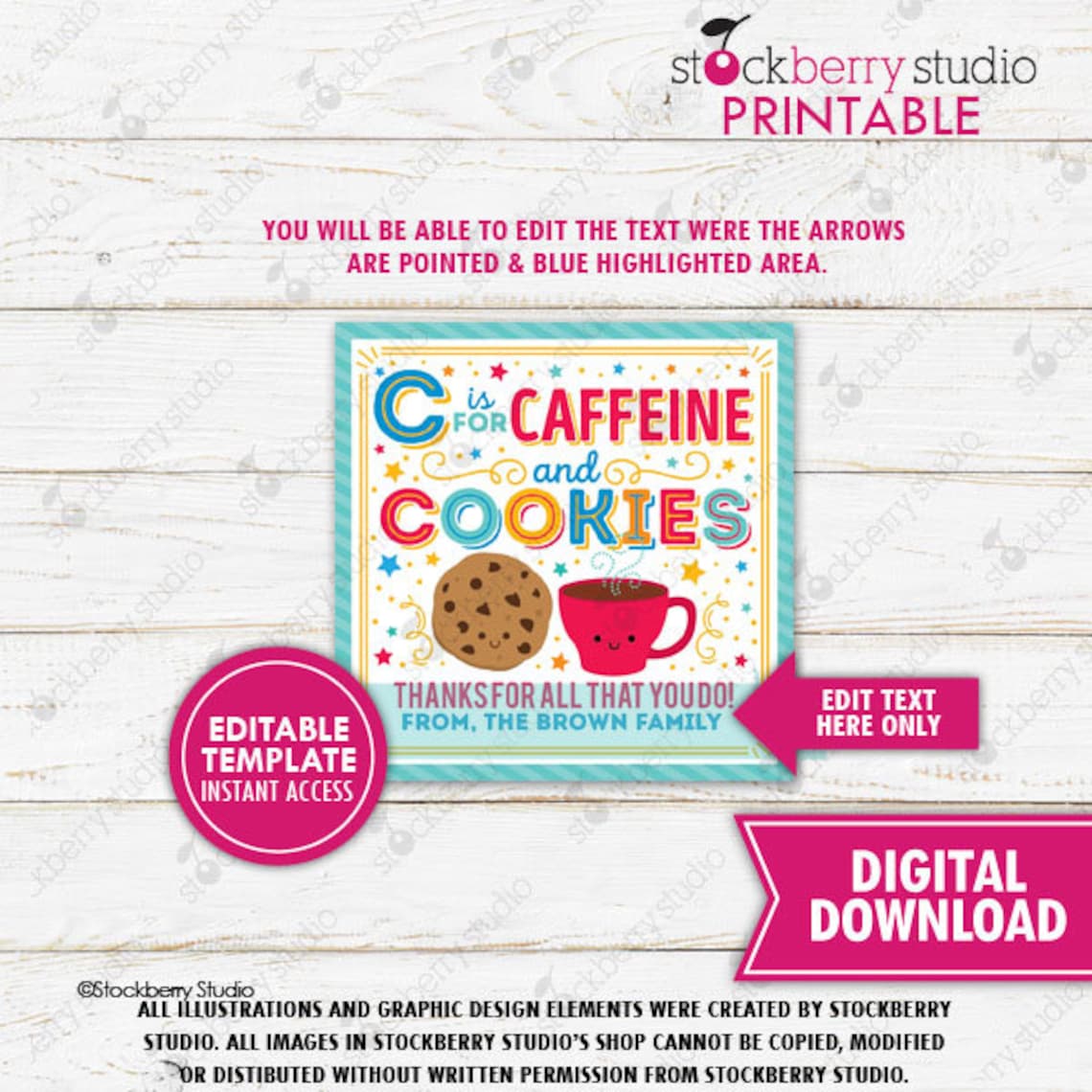 Teacher Gift Tag C is for Caffeine and Coffee Gift Tag Teacher - Etsy