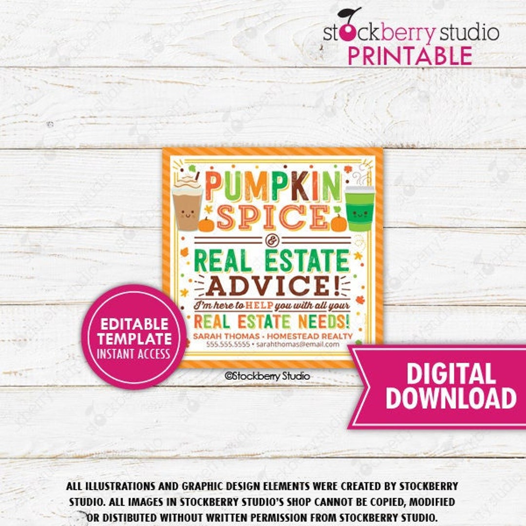 Fall Realtor Gift Tag Autumn Pumpkin Spice Coffee Label - Etsy