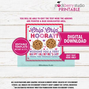 Valentine's Day Cookie Gift Tag Printable Chip Chip Hooray Label ...