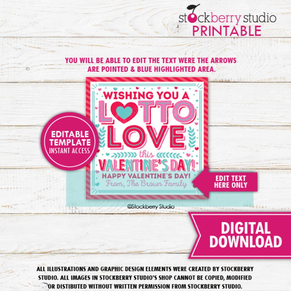 Valentine's Day Lottery Gift Tag Wishing You a Lotto Love Valentines ...