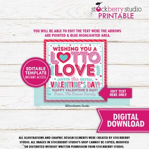 Valentine's Day Lottery Gift Tag Wishing You a Lotto Love Valentines ...