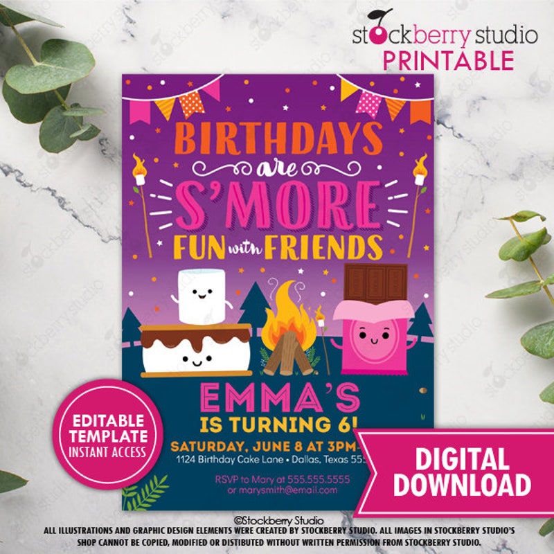 Smores Invitation - Etsy
