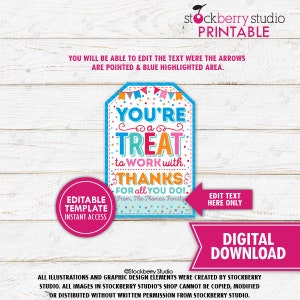 Rice Treat Gift Tag Printable Treat to Work Teacher Appreciation Ideas ...