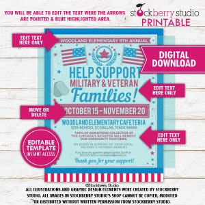 Military Fundraiser Flyer School Fundraiser Veteran Charity Benefit ...