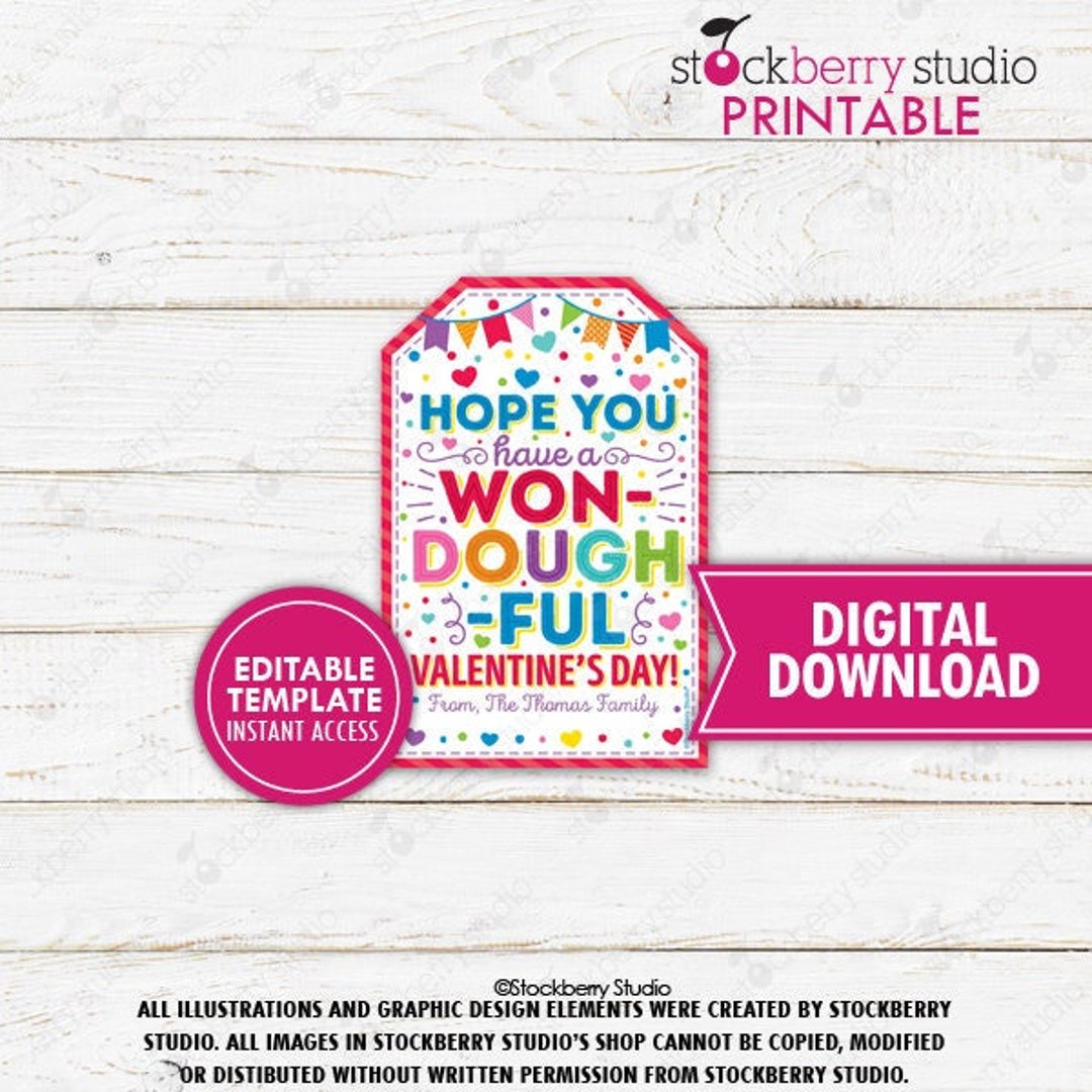 Valentine's Day Tag Printable Play Dough Wondoughful Valentine Tags ...