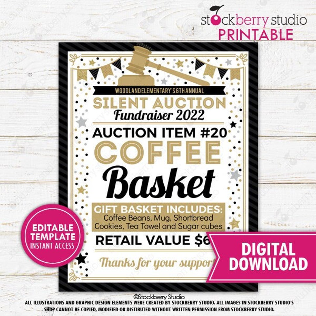 Silent Auction Fundraiser Sign Printable School PTO PTA Church ...