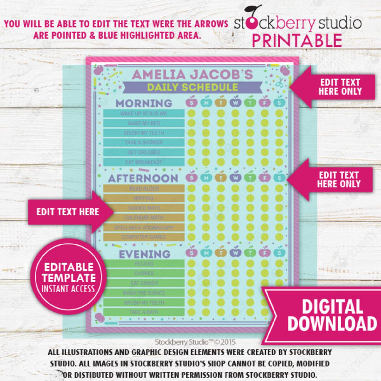 Kids Daily Schedule Girl Homeschool Schedule Kids Daily - Etsy