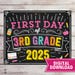 Girl First Day of 3rd Grade Sign Girl Back to School 1st Day of 3rd ...