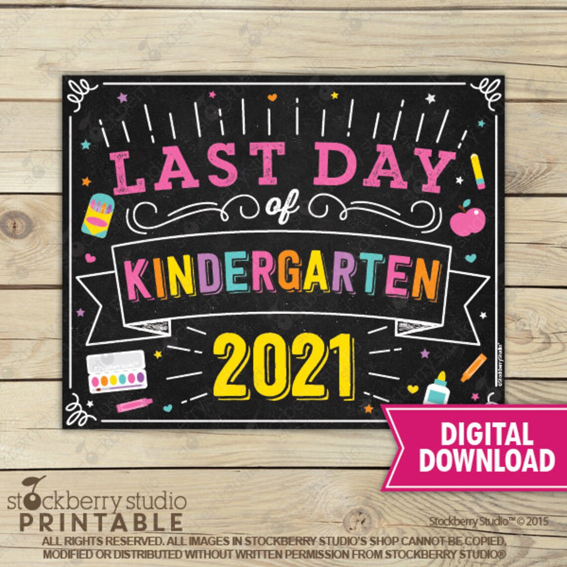 Girl Last Day of Kindergarten Sign Last Day of School Sign | Etsy