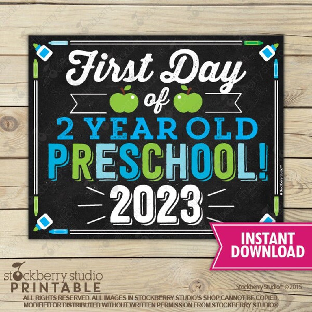 Boy First Day of 2 Year Old Preschool Sign Printable 1st Day - Etsy