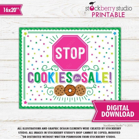 Stop Cookies for Sale Sign Cookie Booth Sign Printable Cookies for Sale ...