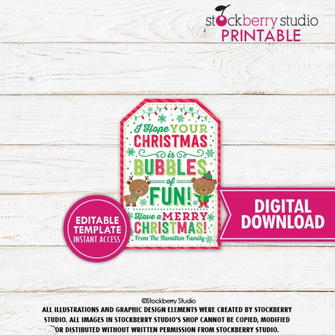Christmas Gift Tags Bubbles of Fun Holiday Non Candy Kids Classroom ...