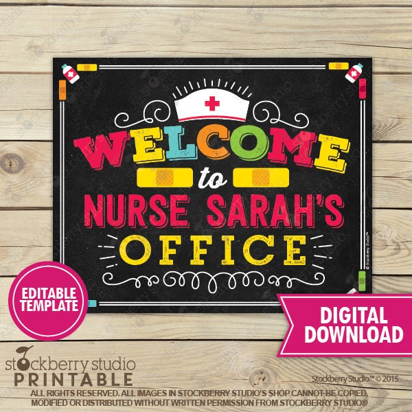 School Nurse Door Sign Printable Personalized Nurse Sign - Etsy