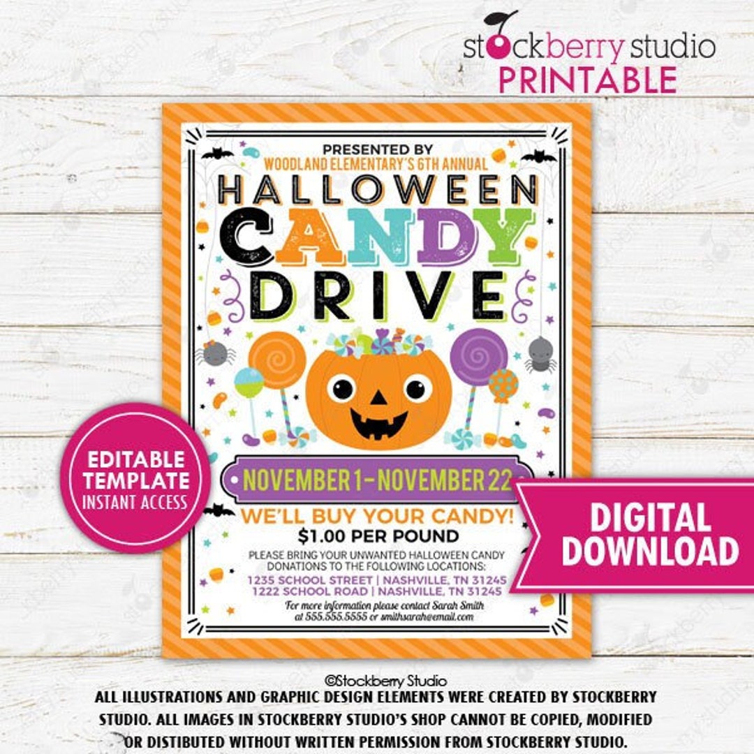 Halloween Candy Drive Flyer Buy Back Military Fundraiser Treats for ...