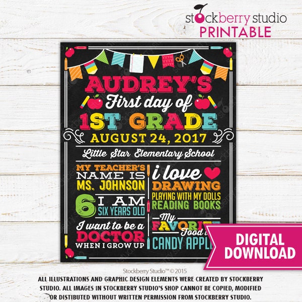 Back to School Sign First Day of School Sign Printable 1st Day | Etsy