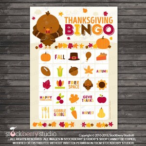 Thanksgiving Bingo Cards Printable Thanksgiving Games Instant Download ...