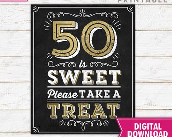 60 is Sweet Please Take A Treat Sign Printable 60th Birthday - Etsy