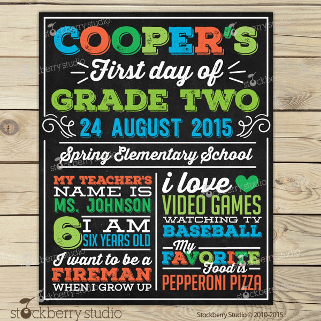 First Day of 2nd Grade Sign Printable 1st Day of School Boy First Day ...