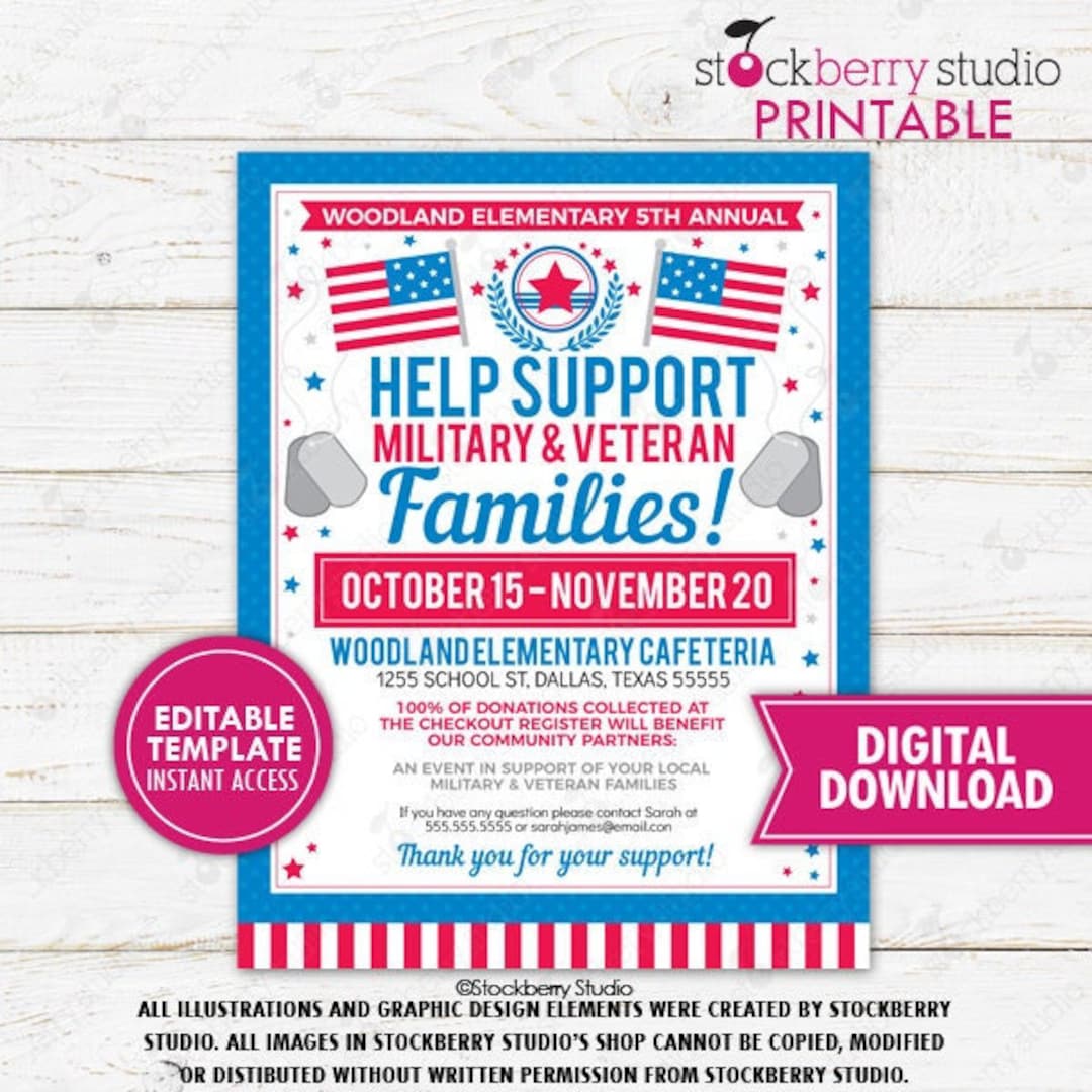 Military Fundraiser Flyer School Fundraiser Veteran Charity Benefit ...