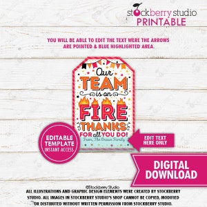 Red Candy Gift Tag Printable Hot Team is on Fire Staff Team ...
