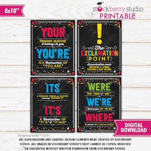 English Classroom Poster Grammar Punctuation Classroom Sign Their They ...