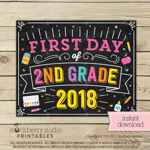 Items similar to Girl First Day of 2nd Grade Sign - 1st Day of 2nd ...